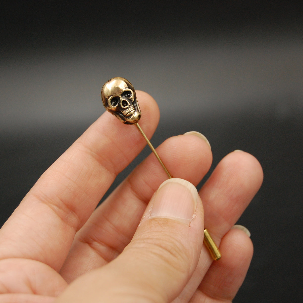 Gothic Handmade Unisex Brass Skull Stick Pin – Metal Cloth & Wood, LLC